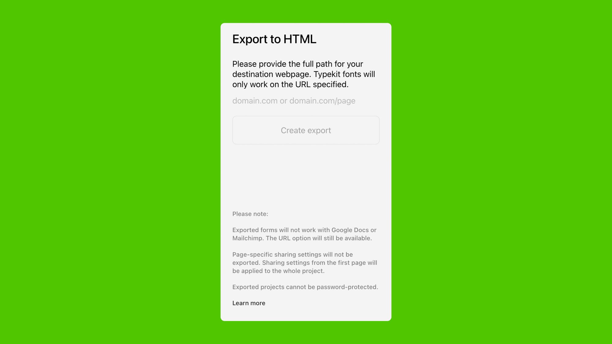 Step-by-step guide to Readymag code export