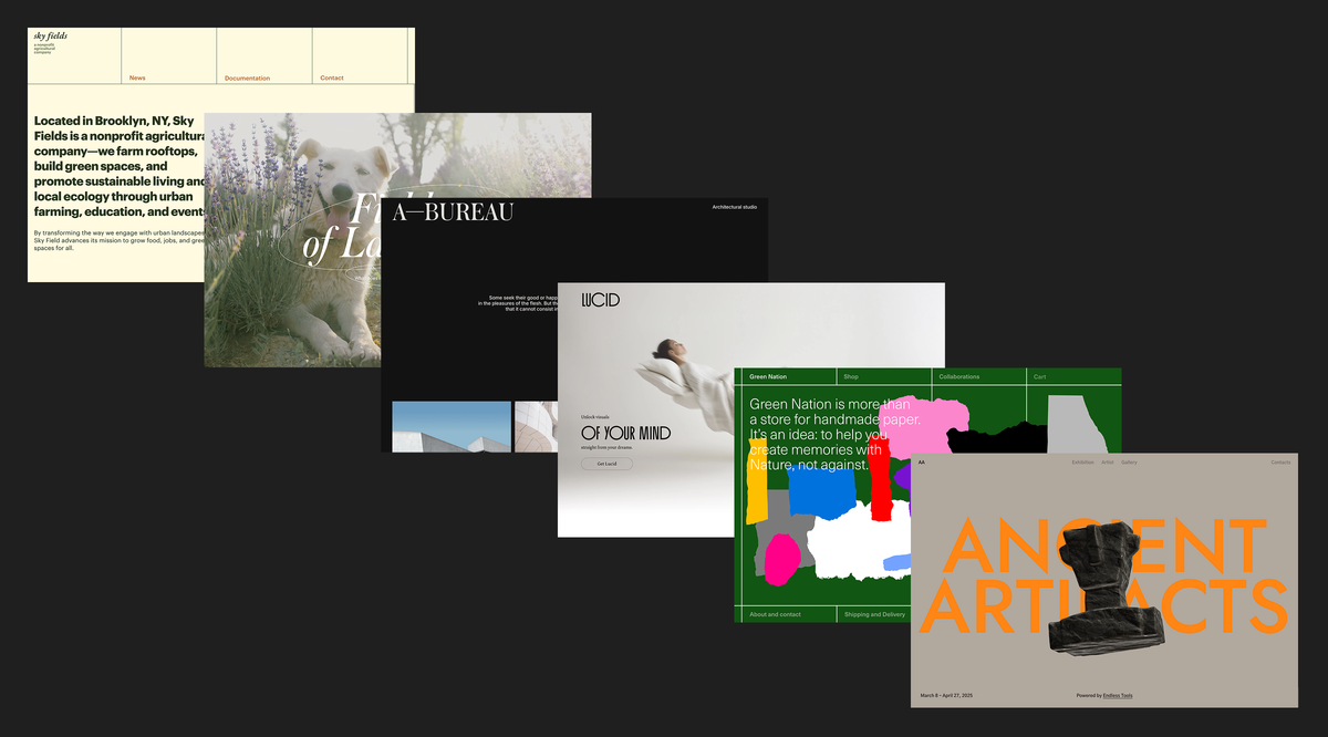 A showcase of websites made with Readymag templates